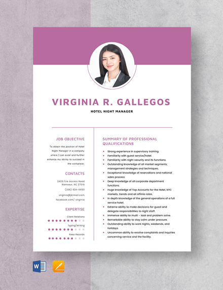 Free Night Manager Resume - Download in Word, Apple Pages | Template.net