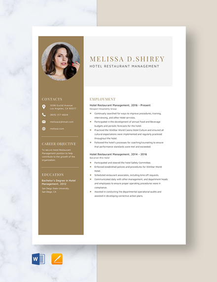 10+ Restaurant Resume Templates in Word | PDF | DOC