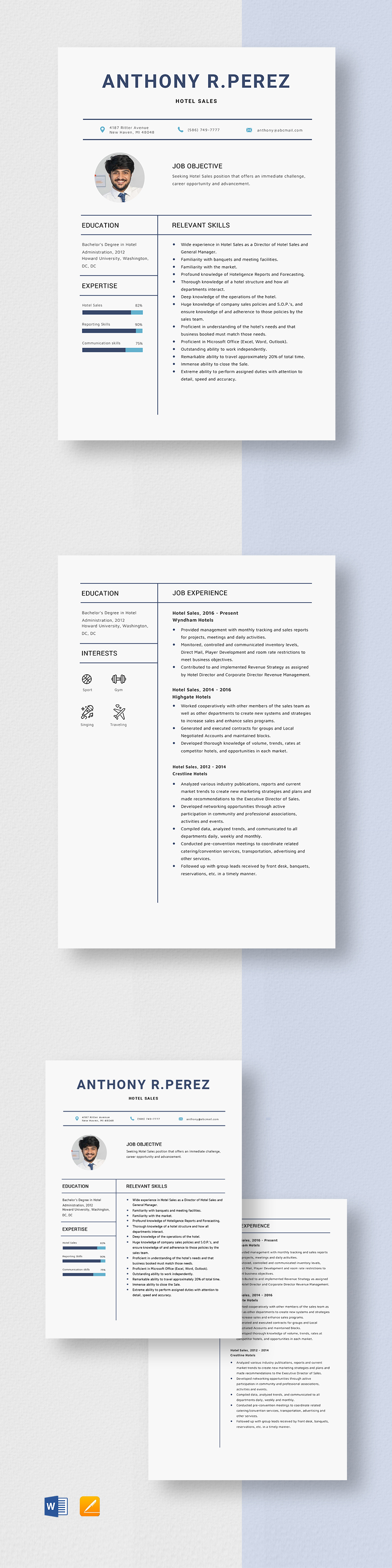 Free Hotel Sales Resume Template - Word, Apple Pages | Template.net