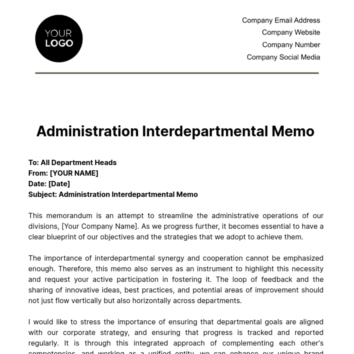 Administration Financial Analysis Memo Template - Edit Online ...