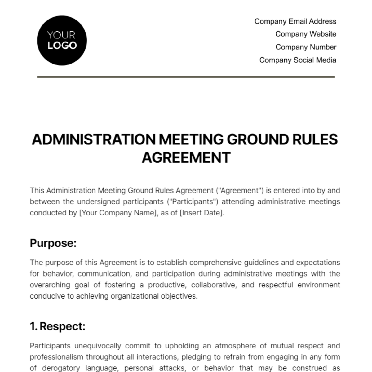 Administration Meeting Ground Rules Agreement Template - Edit Online ...