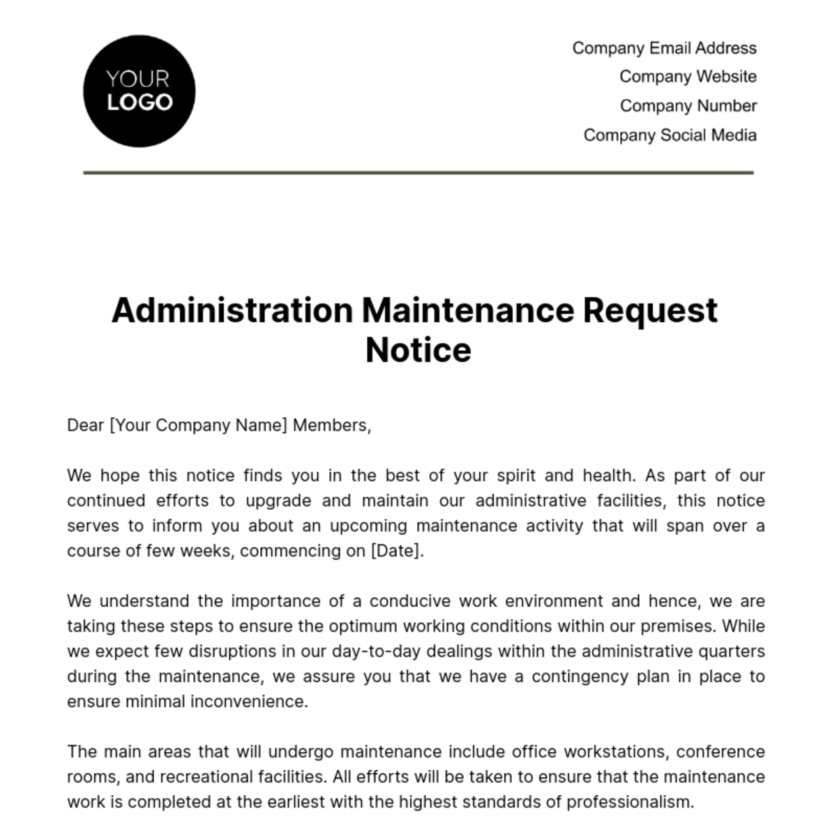 Administration Financial Records Notice Template - Edit Online ...