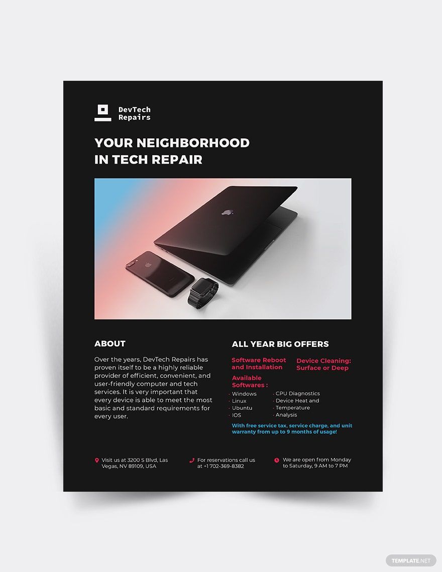 Free Computer Training Flyer Template - Illustrator, Word, Apple Pages ...