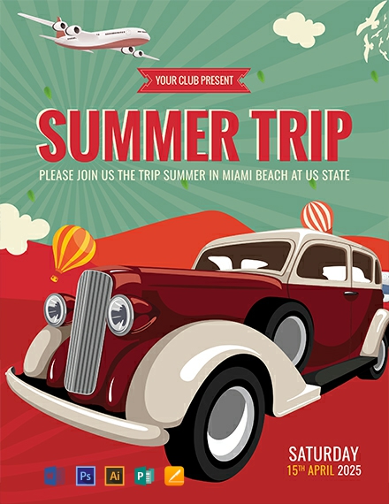 Trip Flyer Template - Illustrator, Word, Apple Pages, PSD, Publisher ...