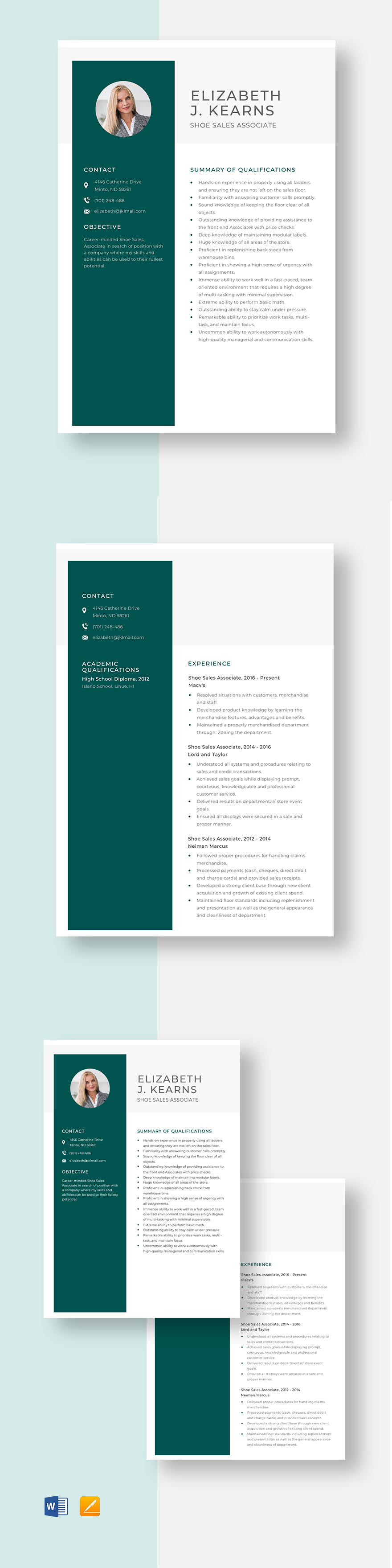 Free Sales Floor Associate Resume Template - Word, Apple Pages ...