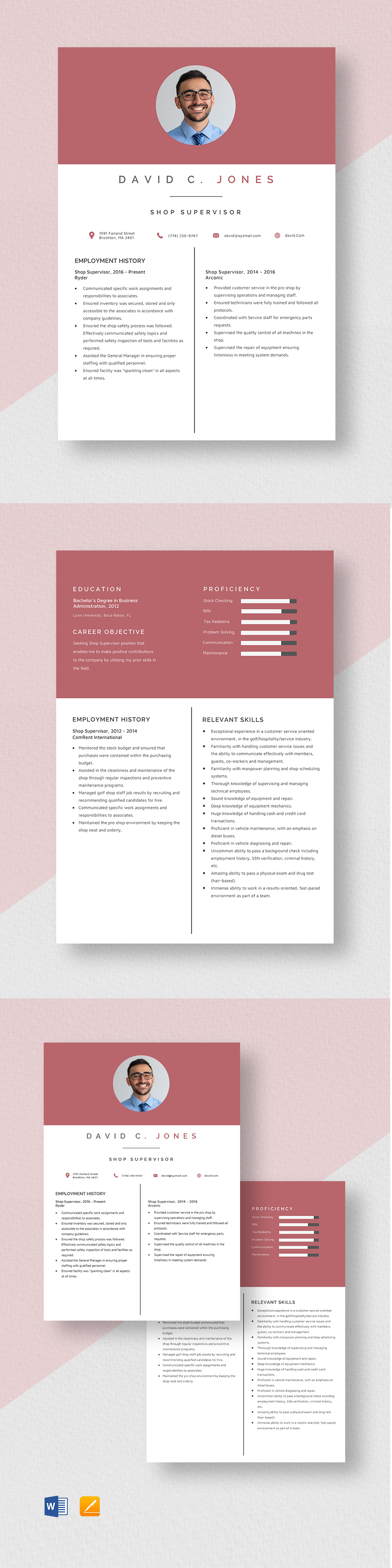 Free Shop Supervisor Resume Template - Word, Apple Pages | Template.net