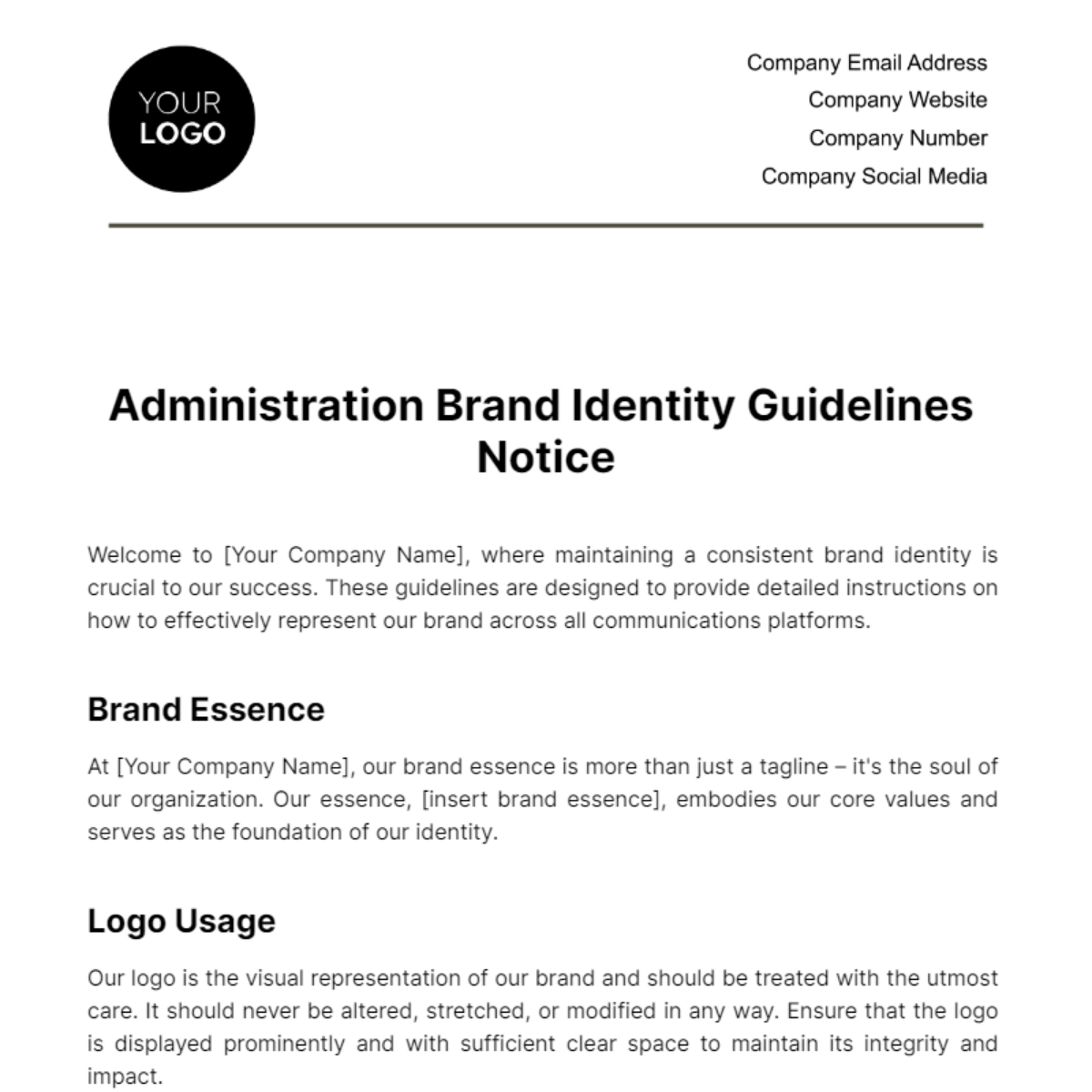 Administration Brand Identity Guidelines Notice Template - Edit Online & Download Example ...