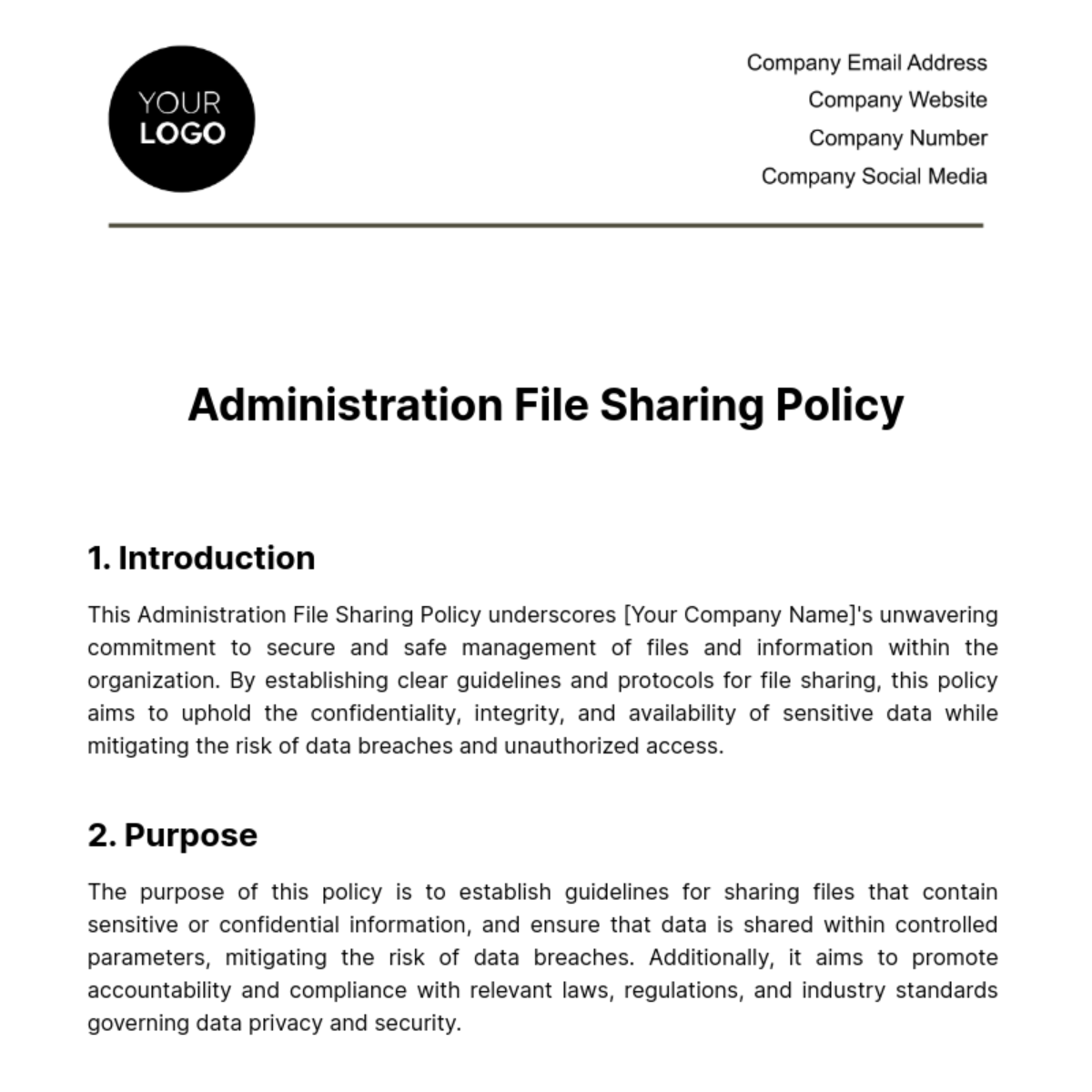 Administration File Sharing Policy Template Edit Online And Download