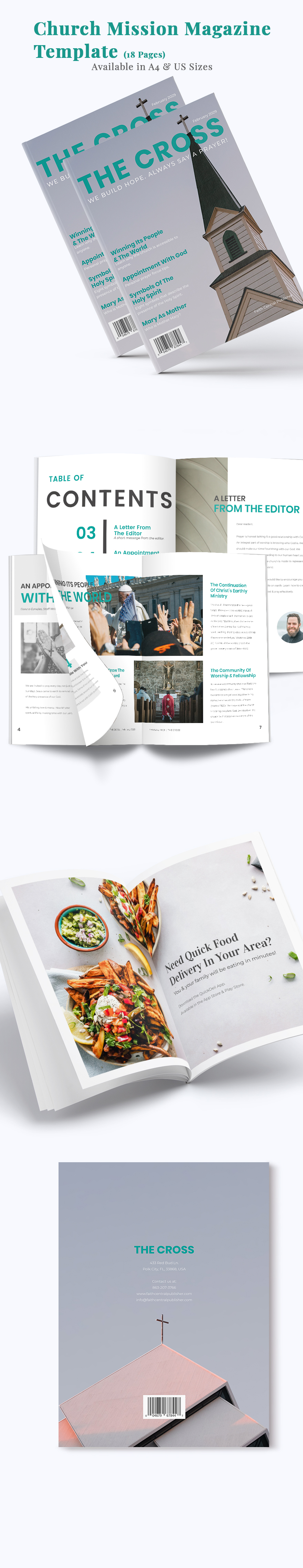 Simple Church Magazine Template - InDesign, Word, Apple Pages ...