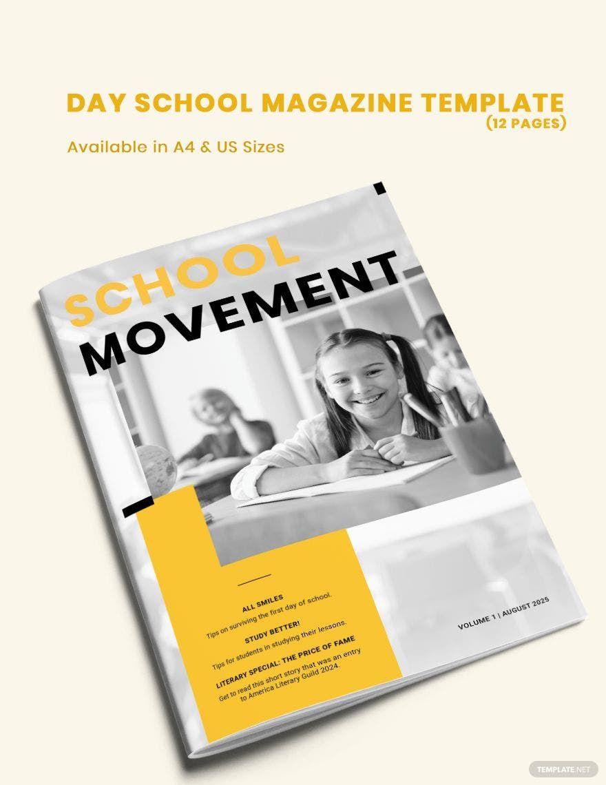 Day School Magazine Template InDesign Word Apple Pages Publisher Template