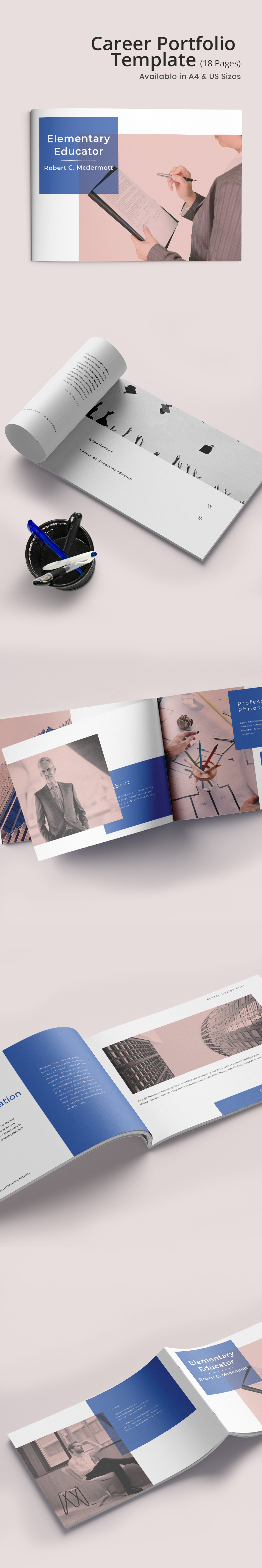 Career Portfolio Template - InDesign, Word, Apple Pages, Publisher ...