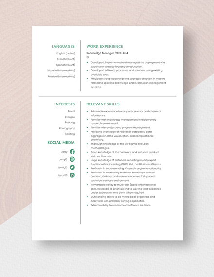 Knowledge Manager Resume
