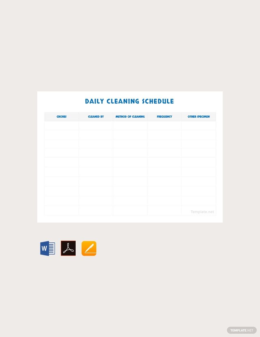 Daily Cleaning Schedule Template Download In Word Google Docs PDF Apple Pages Template