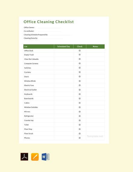 Office Cleaning Schedule Template - 11+ Free Word, PDF Format Download!
