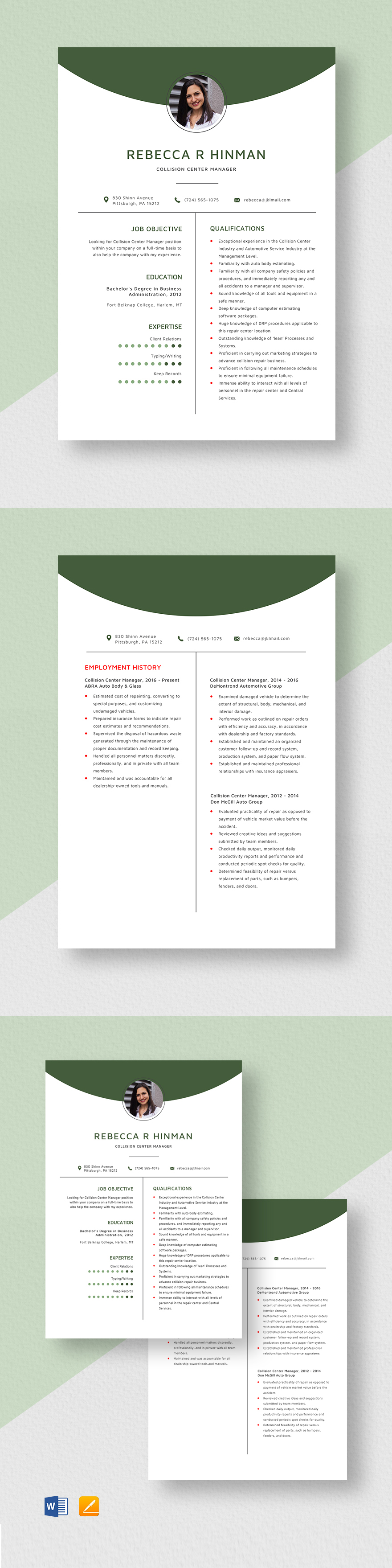 Distribution Center Manager Resume Template - Word, Apple Pages ...