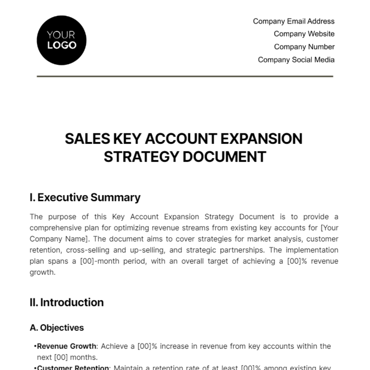 Sales Key Account Expansion Strategy Document Template - Edit Online ...
