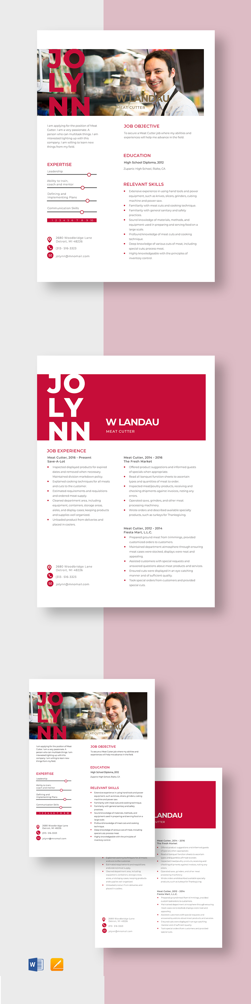 Free Meat Cutter Resume Template - Word, Apple Pages | Template.net