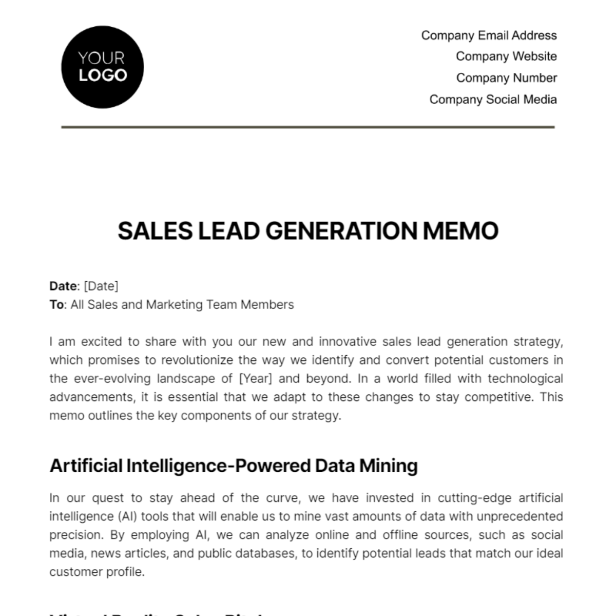 Sales Lead Generation Memo Template - Edit Online & Download Example ...