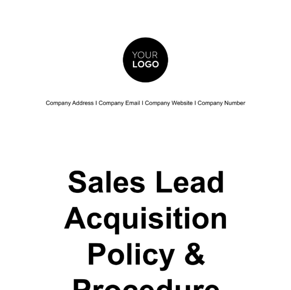 Sales Lead Acquisition Policy & Procedure Template - Edit Online ...