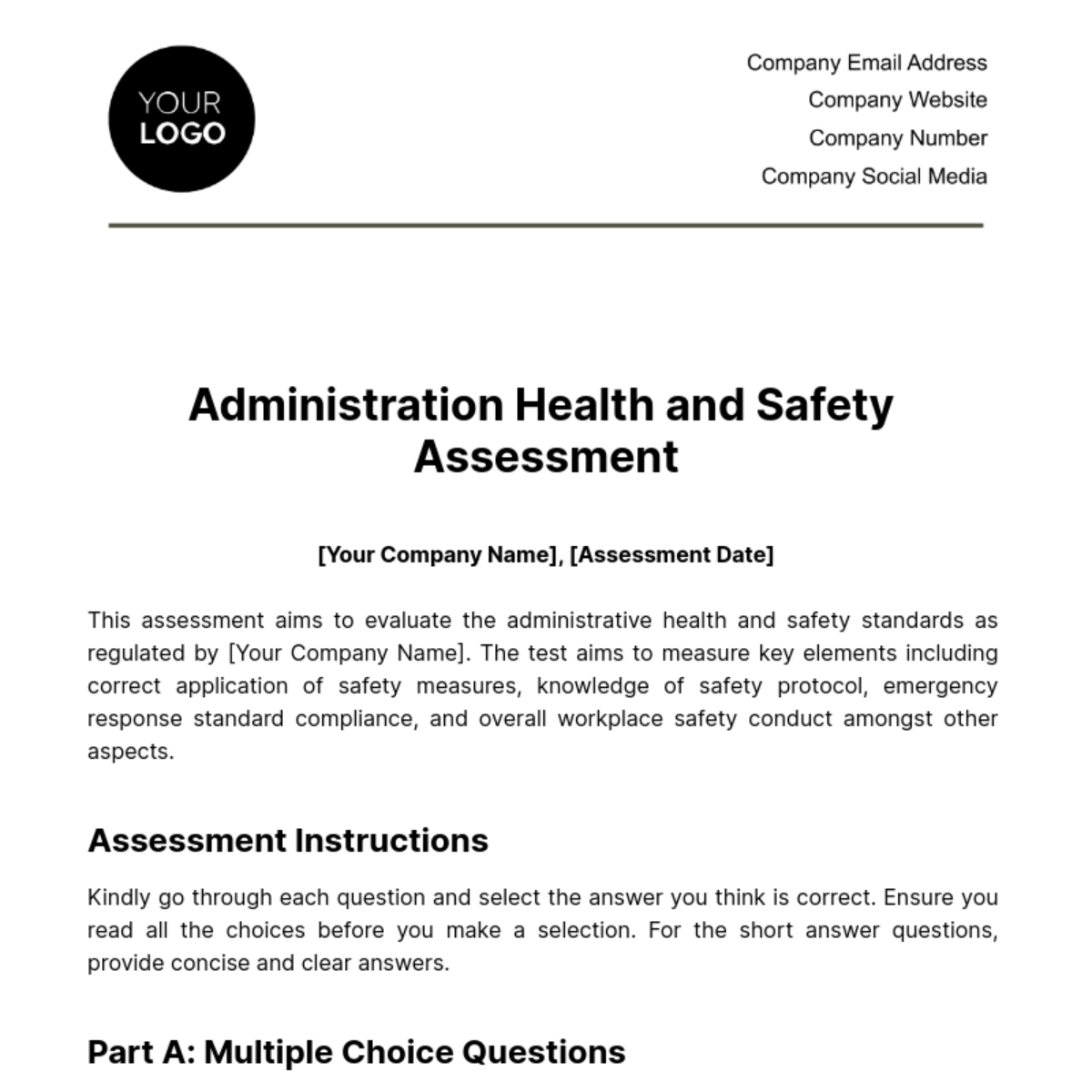 Administration Health and Safety Assessment Template - Edit Online ...