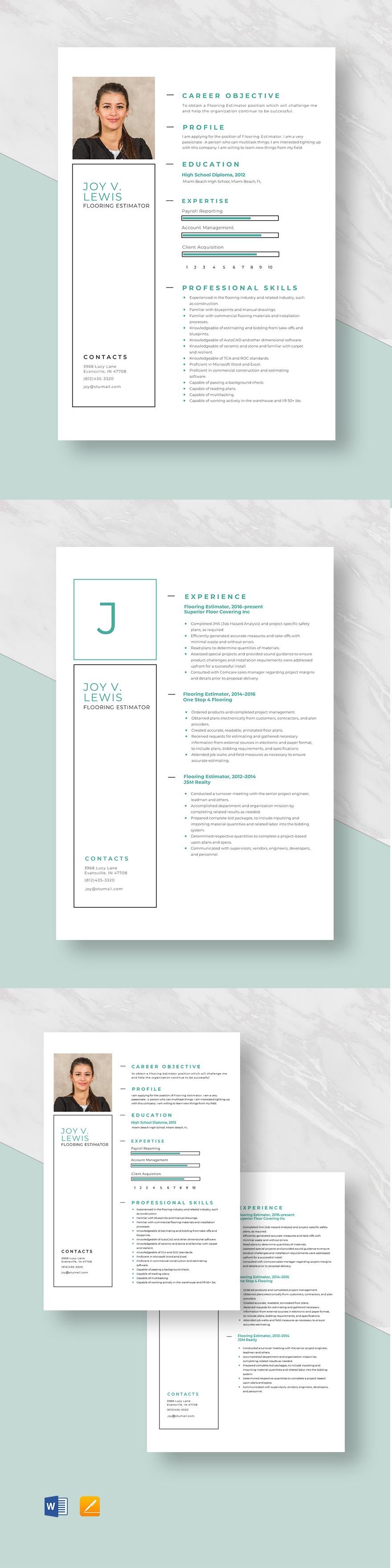 Free Flooring Estimator Resume Template - Word, Apple Pages | Template.net Free Flooring Estimator Resume Template - Word, Apple Pages | Template.net