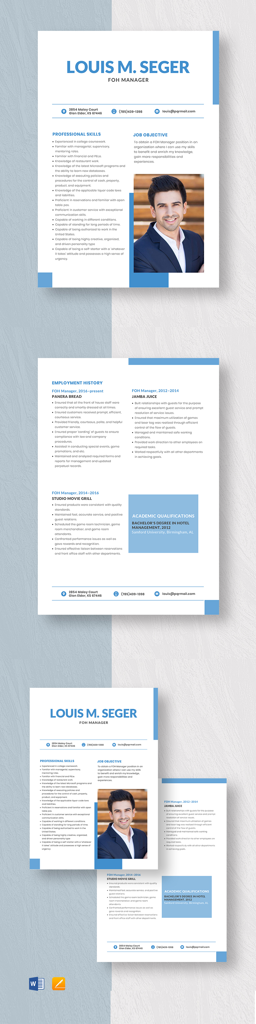 Free FOH Manager Resume Template - Word, Apple Pages | Template.net