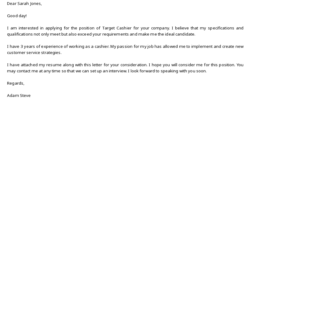 Cage Cashier Cover Letter Template - Google Docs, Word | Template.net