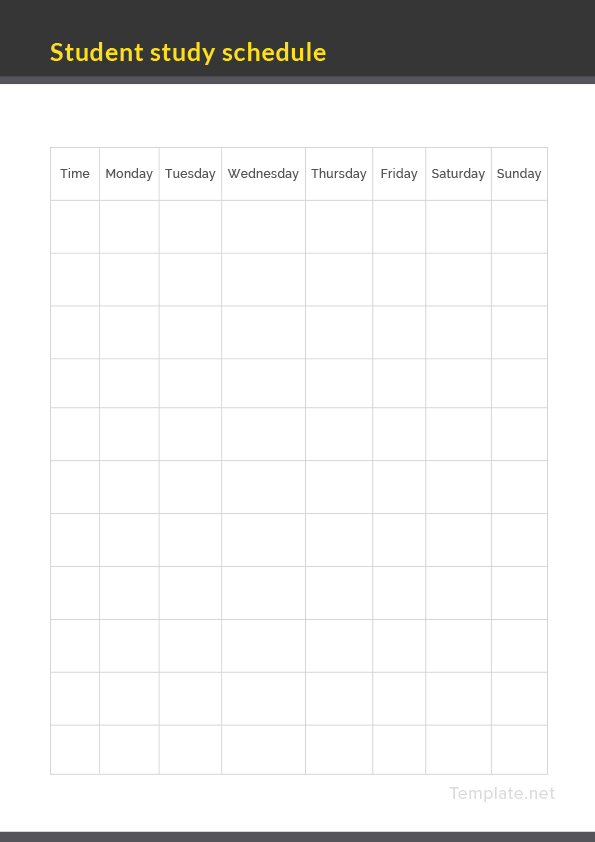 Student Study Schedule Template in Microsoft Word | Template.net