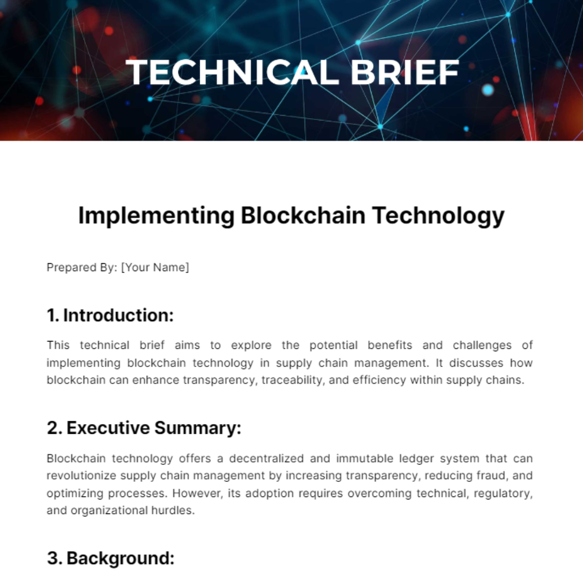 Free Technical Brief Template To Edit Online