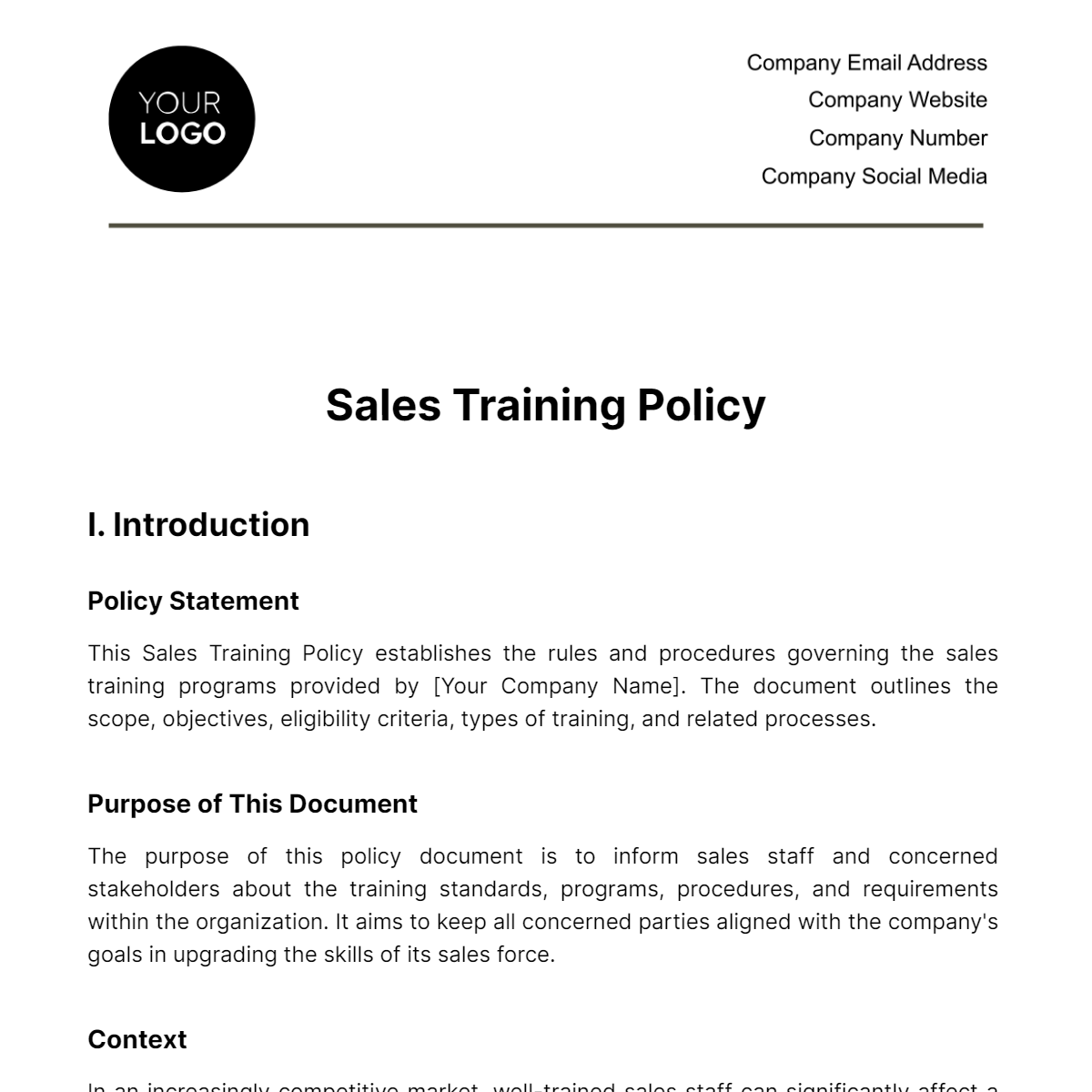 Sales Training Policy Template - Edit Online & Download Example ...