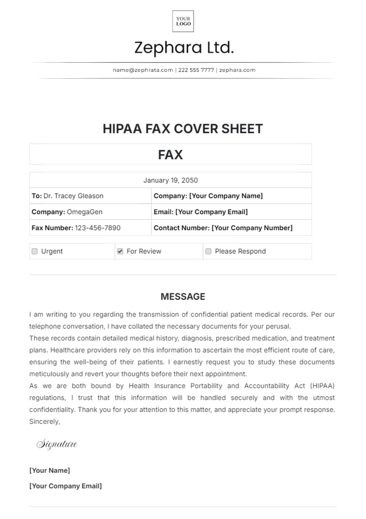 Free HIPAA Fax Cover Sheet Template Edit Online Download Template