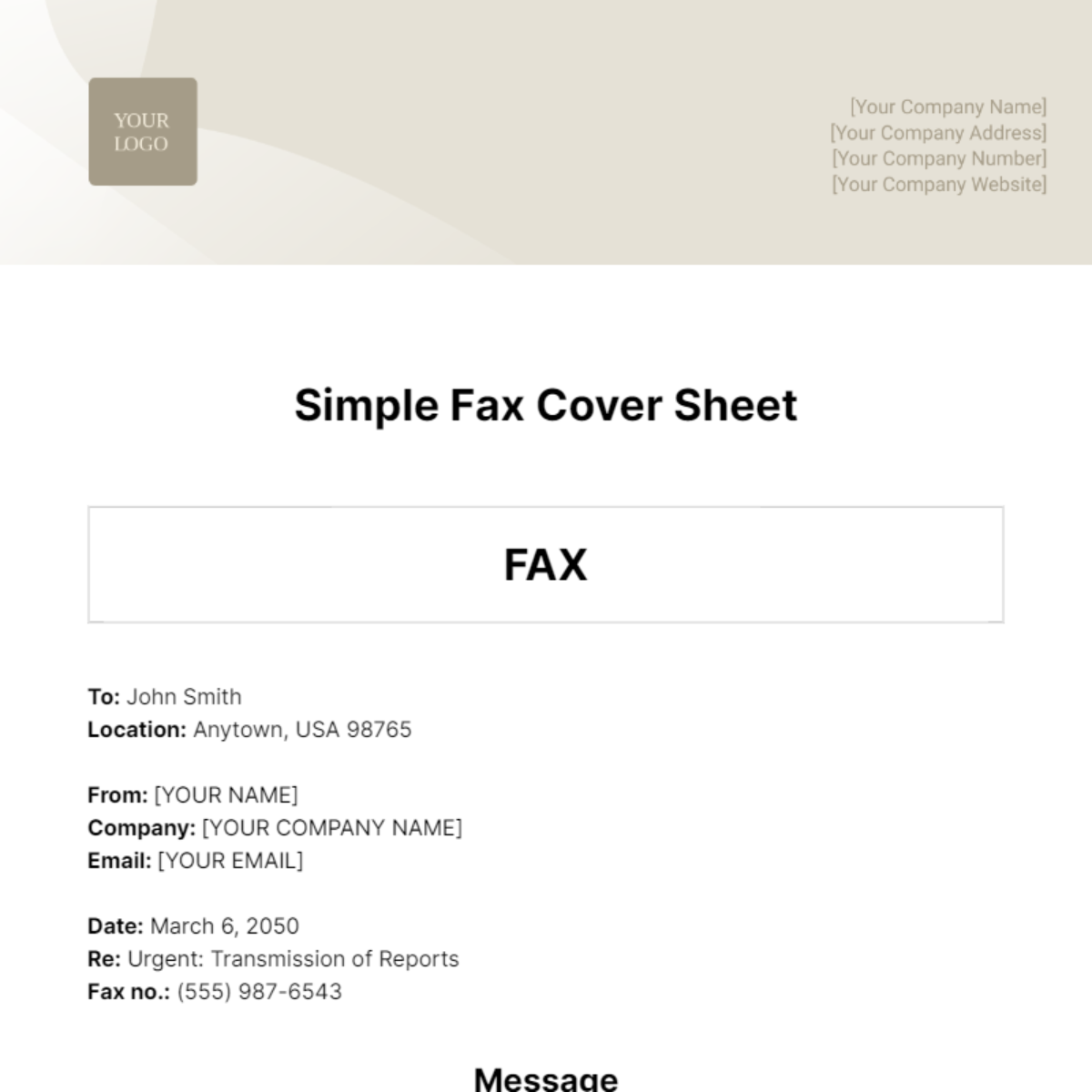 Simple Fax Cover Sheet - Edit Online & Download Example | Template.net