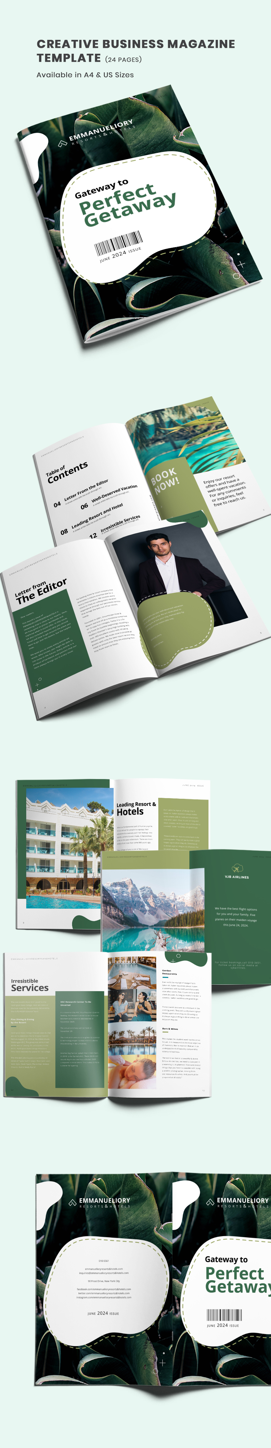 Printable Business Magazine Template - InDesign, Word, Apple Pages ...