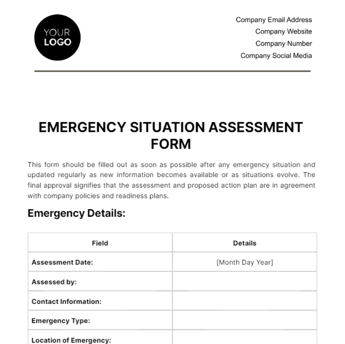 Workplace Emergency Training Procedure Template - Edit Online ...