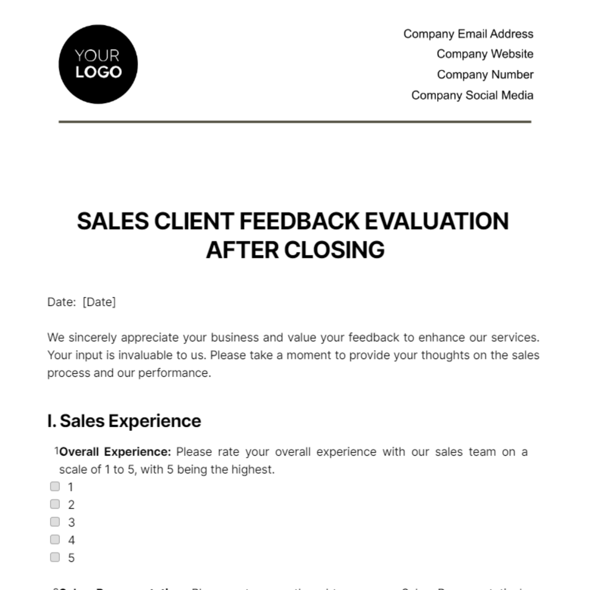 Sales Client Feedback Evaluation after Closing Template - Edit Online ...
