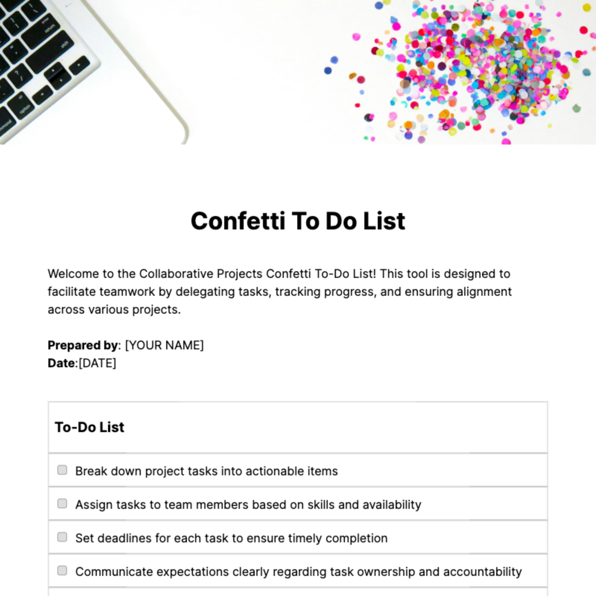 Confetti To Do List Template - Edit Online & Download Example ...