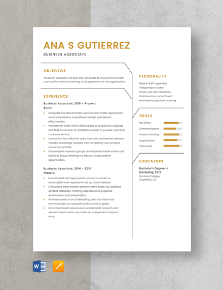 Free Project Associate Resume - Download in Word, Apple Pages ...