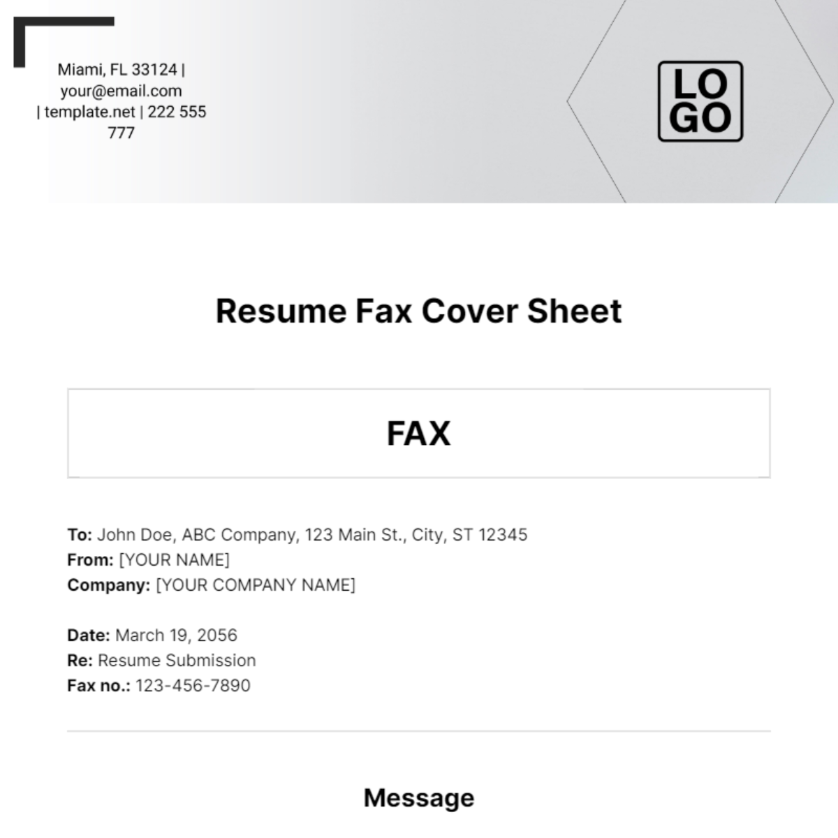 Universal Fax Cover Sheet - Edit Online & Download Example | Template.net