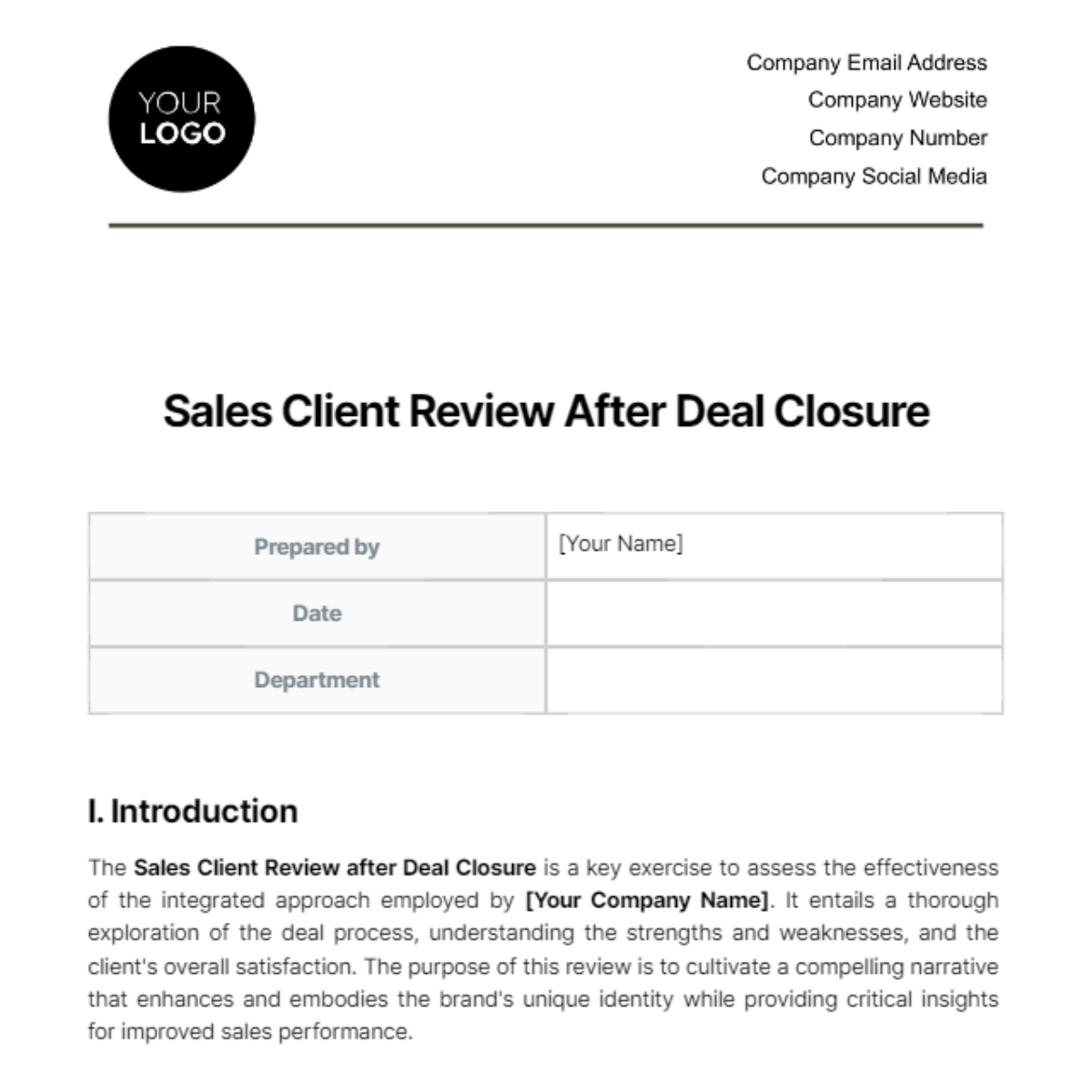 Sales Client Review after Deal Closure Template - Edit Online ...