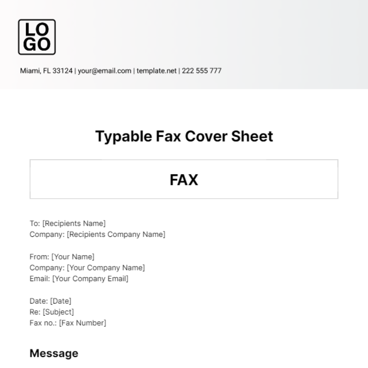 Sample Fax Sheet - Edit Online & Download Example | Template.net