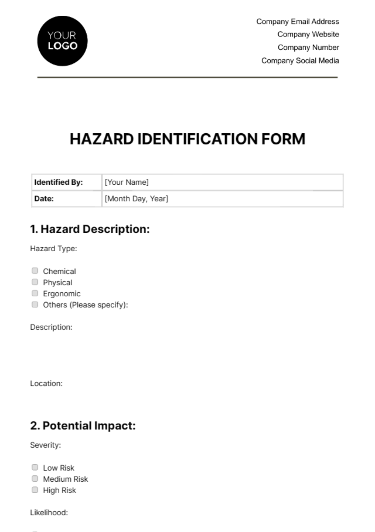 Hazard Identification Risk Assessment Form Health Safety Eroppa My Hazard Identification Risk Assessment Form Health Safety Eroppa My