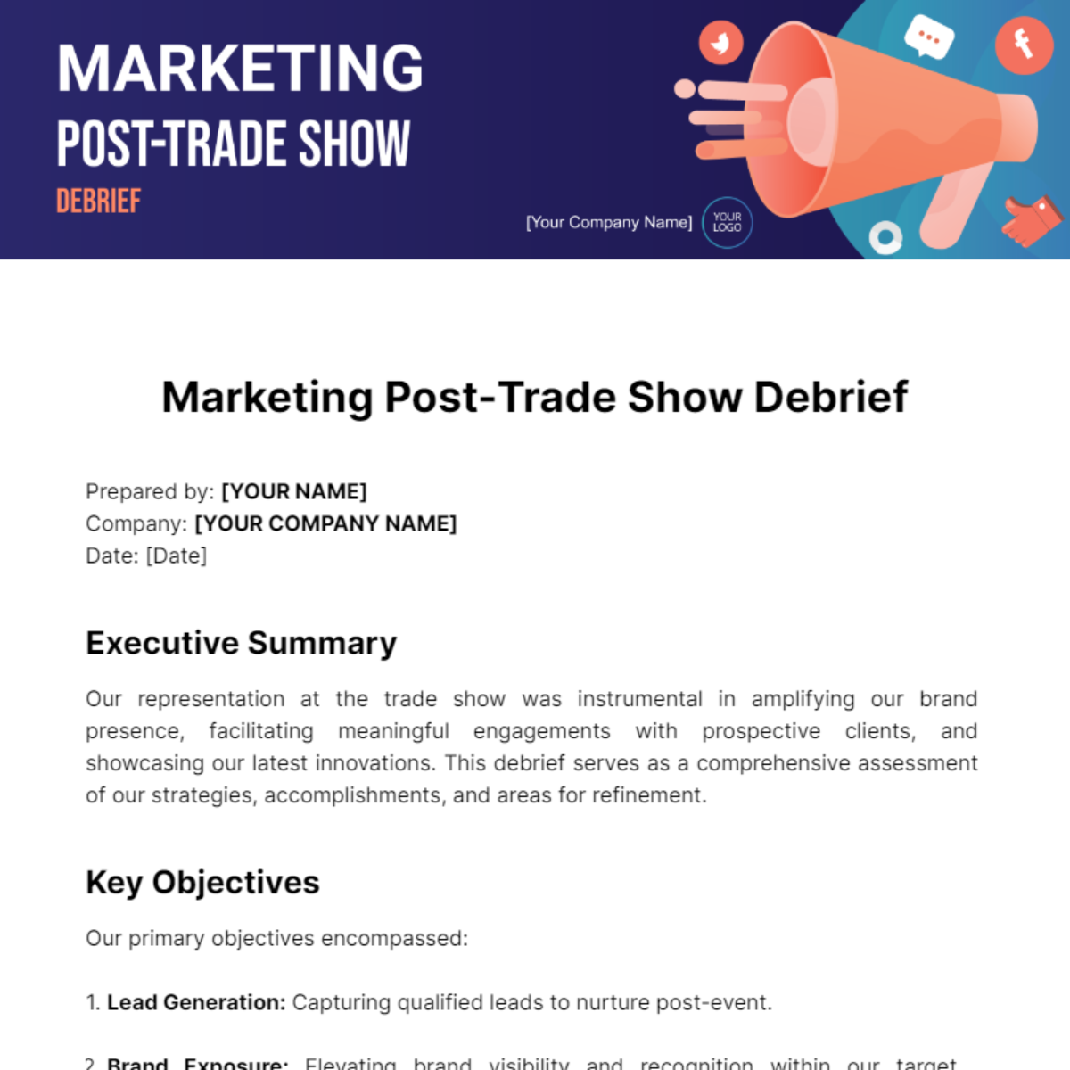 Free Marketing Post Trade Show Debrief Template To Edit Online