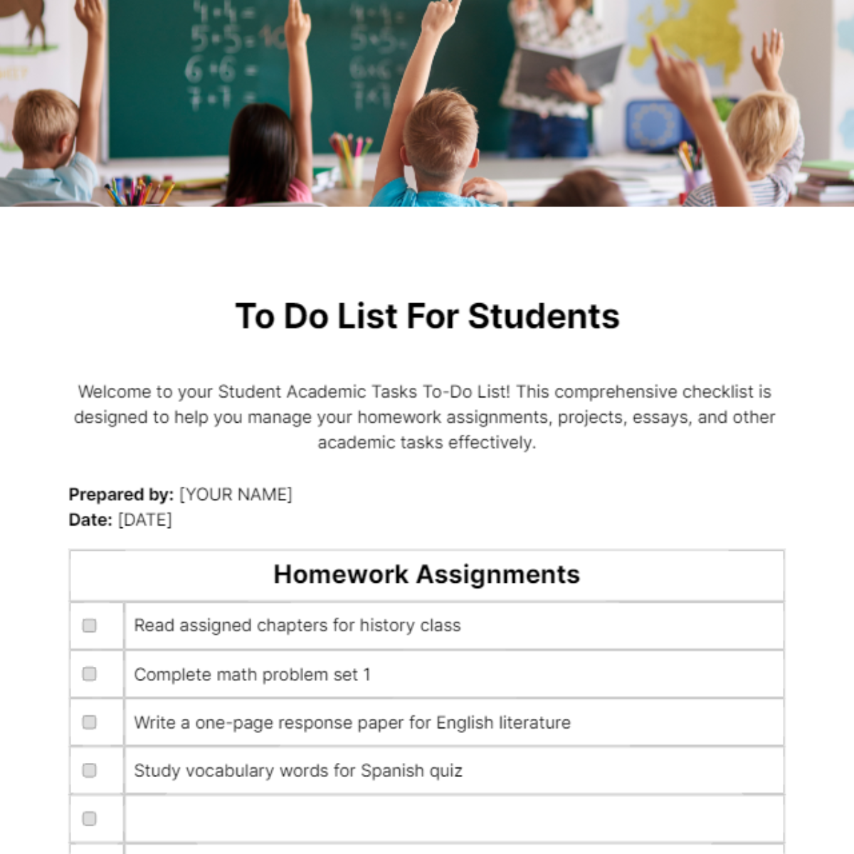 Academic To Do List Template - Edit Online & Download Example ...