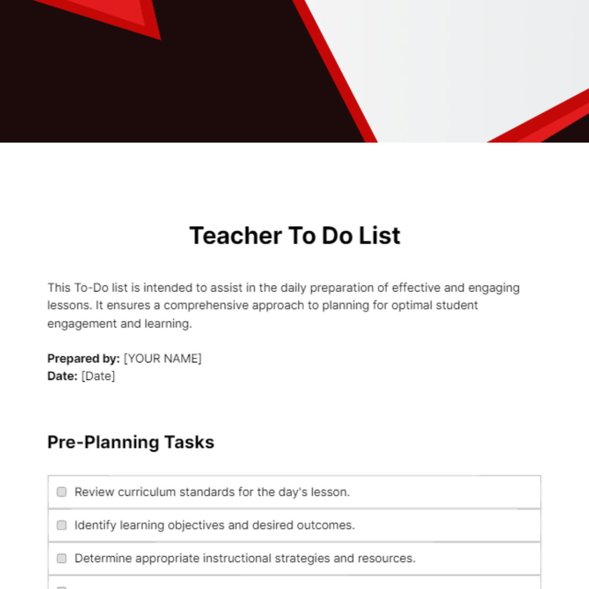 Daily Task To Do List Template - Edit Online & Download Example ...