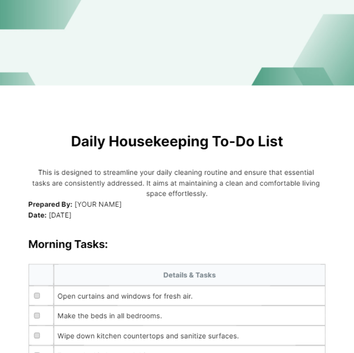 Daily Task To Do List Template - Edit Online & Download Example ...