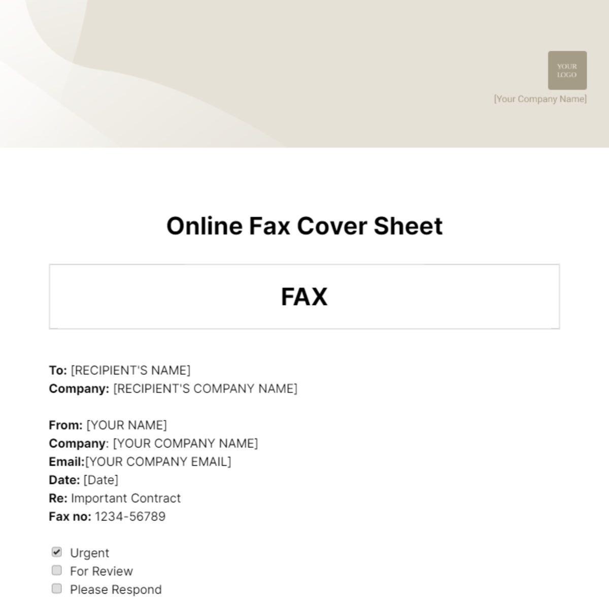 Online Fax Cover Sheet Template - Edit Online & Download Example ...