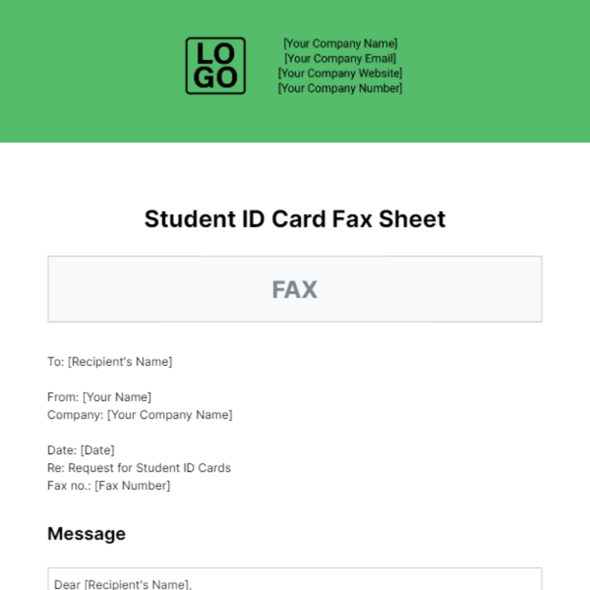 Free Student ID Card Fax Sheet Template Edit Online Download Free Student ID Card Fax Sheet Template Edit Online Download