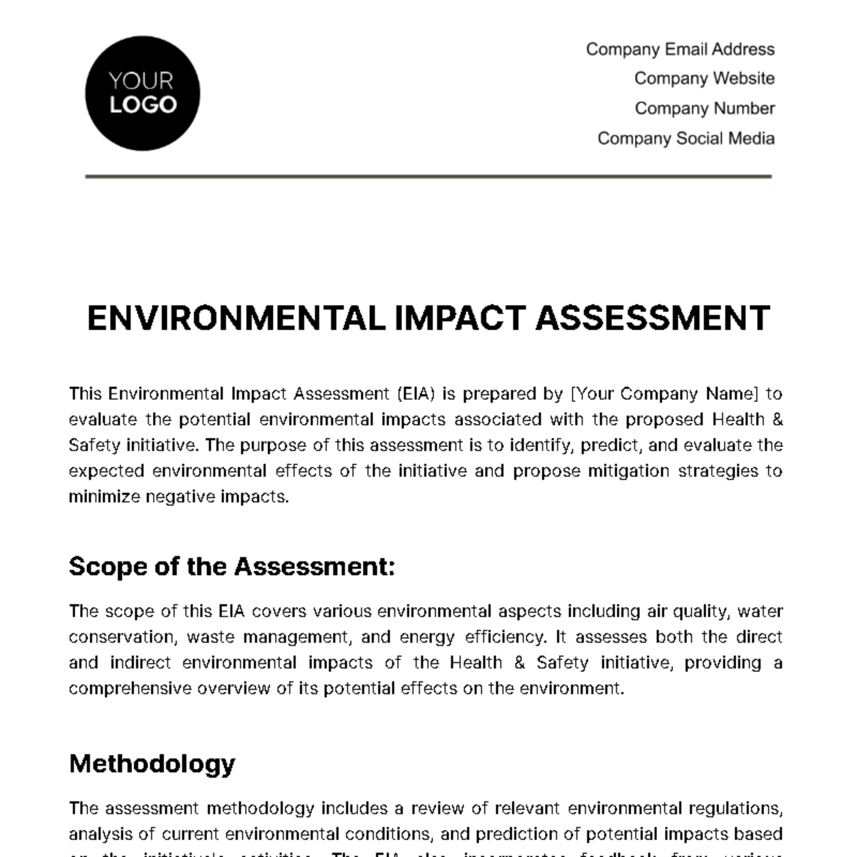 Environmental Impact Assessment Template - Edit Online & Download ...