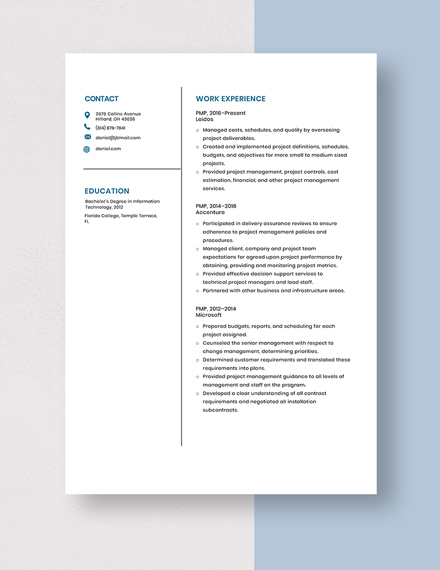 pmp-resume-template-free-pages-word-apple-pages-template