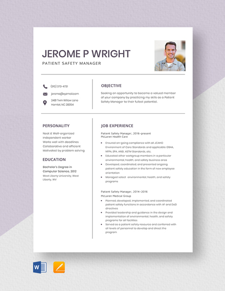 Free Patient Care Manager Resume - Download in Word, Apple Pages ... Free Patient Care Manager Resume - Download in Word, Apple Pages ...